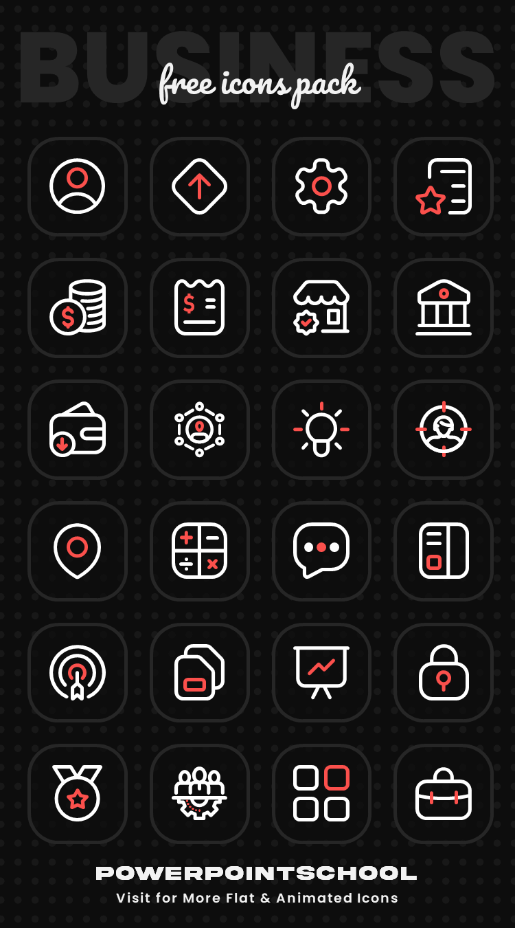 Free Business Icon Set of 24 Line, Duo-tone & Gradient - PowerPoint School