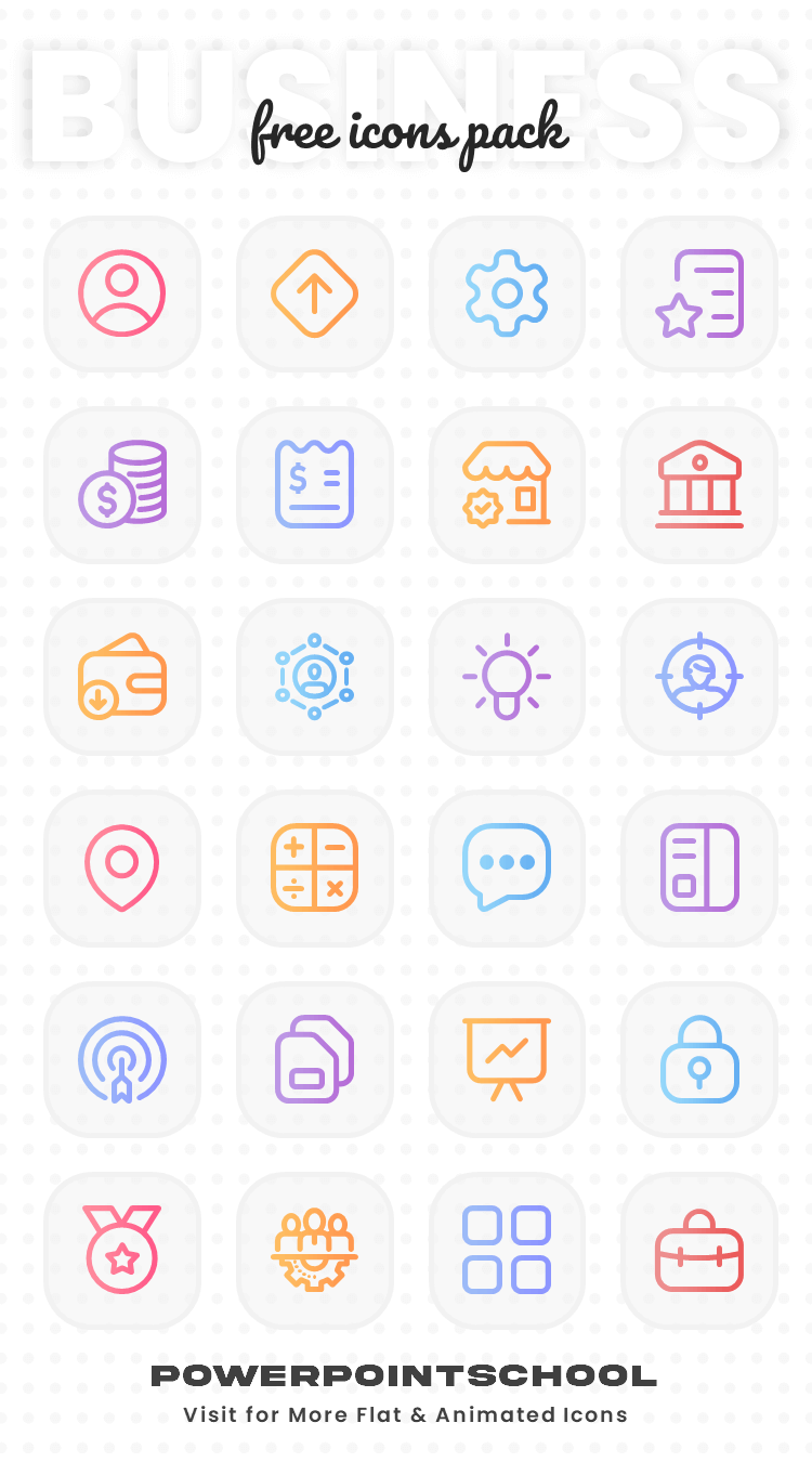 Free Business Icon Set of 24 Line, Duo-tone & Gradient - PowerPoint School