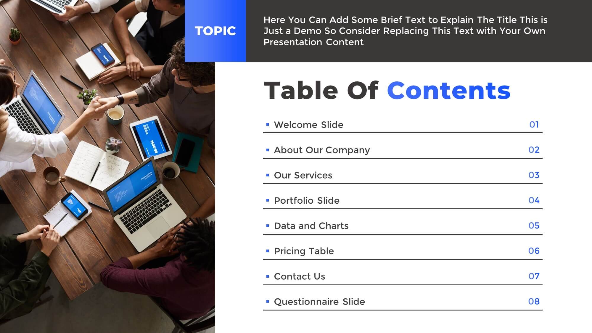 Free PowerPoint Presentation Table Of Contents Slide Template