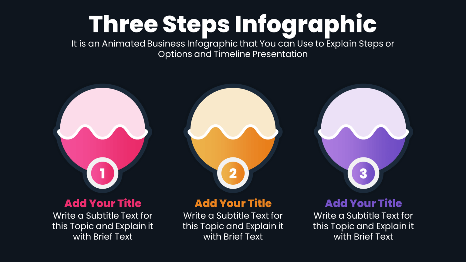 Animated 3 Step Process Infographic Presentation Template