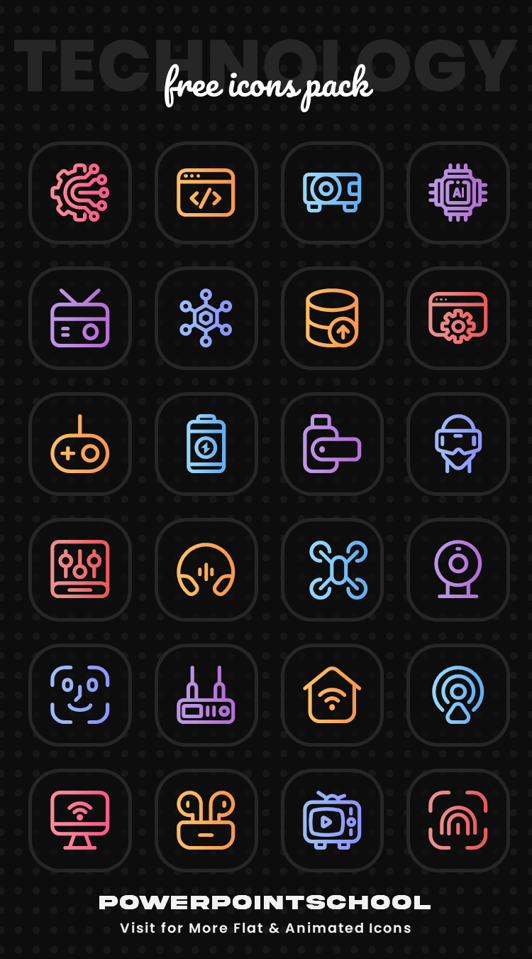 Technology Icons Set for PowerPoint, and Google Slides - PowerPoint School