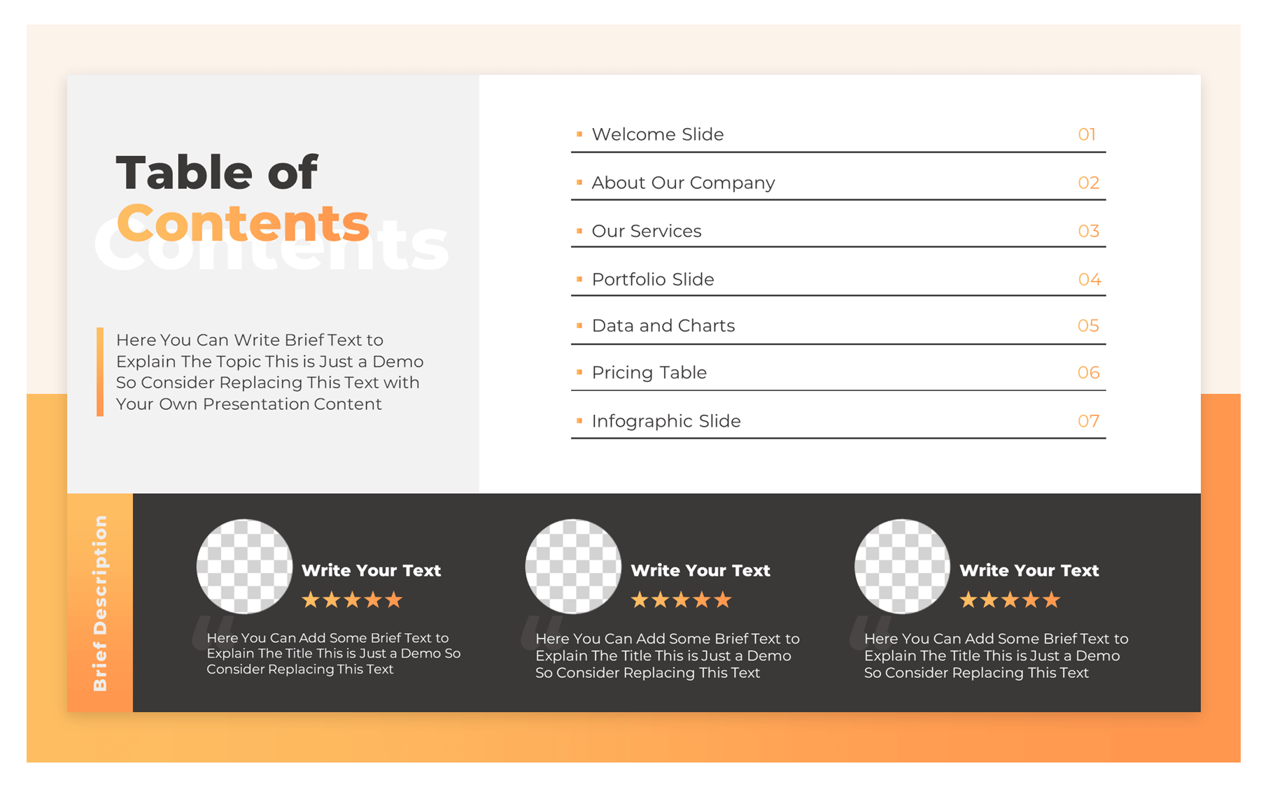 PowerPoint Table of Contents Slide Template with Animation