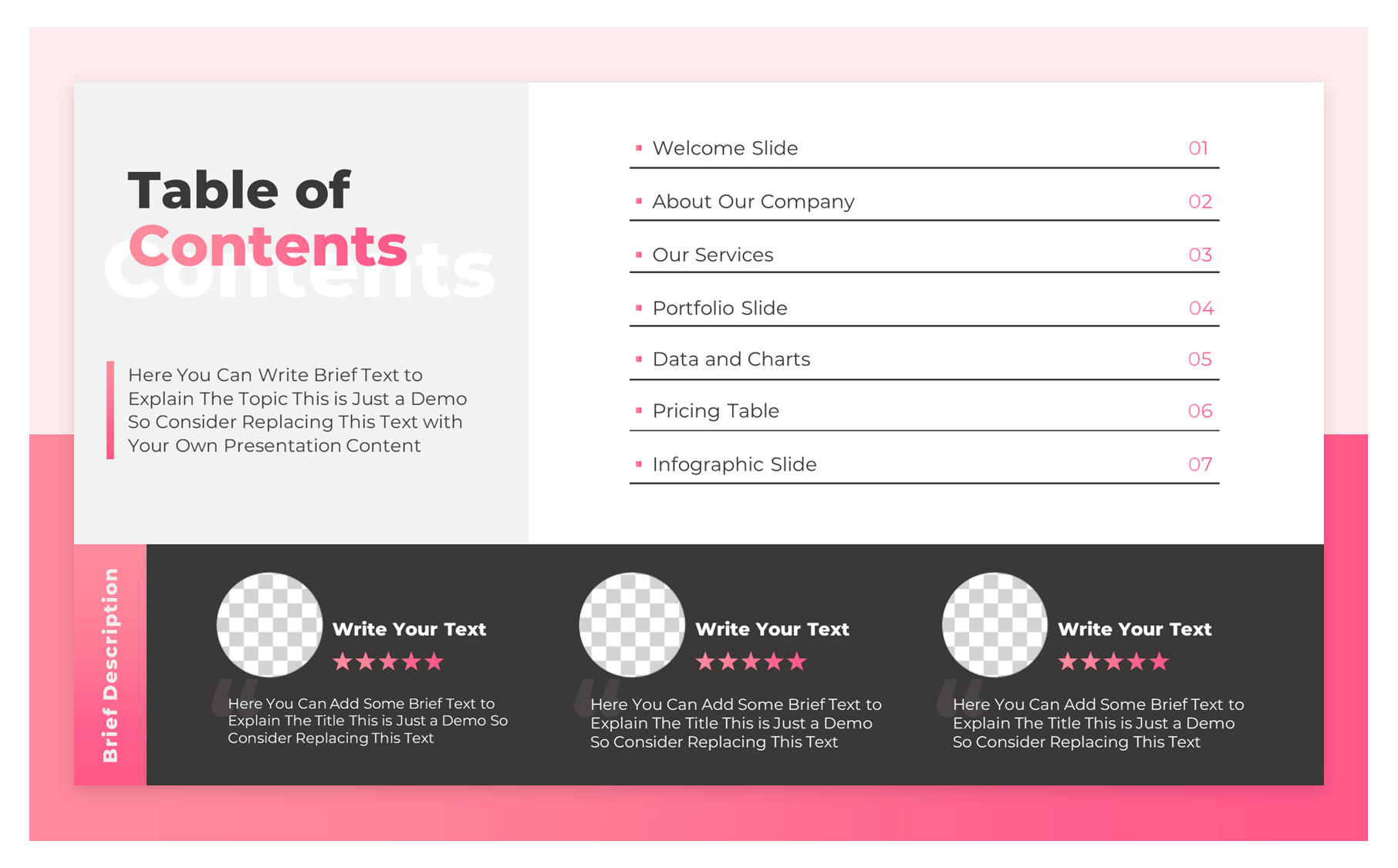PowerPoint Table of Contents Slide Template with Animation
