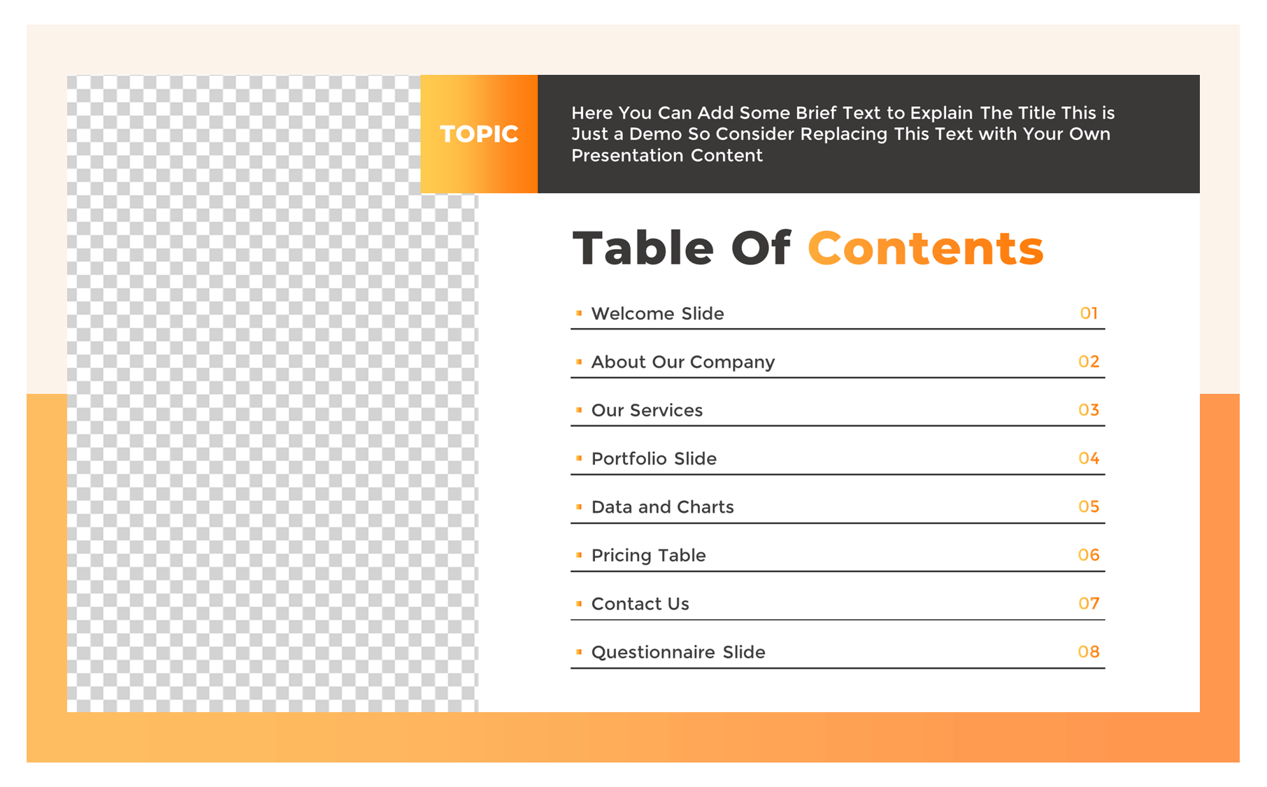 Animated Contents Table for PowerPoint and Google Slides