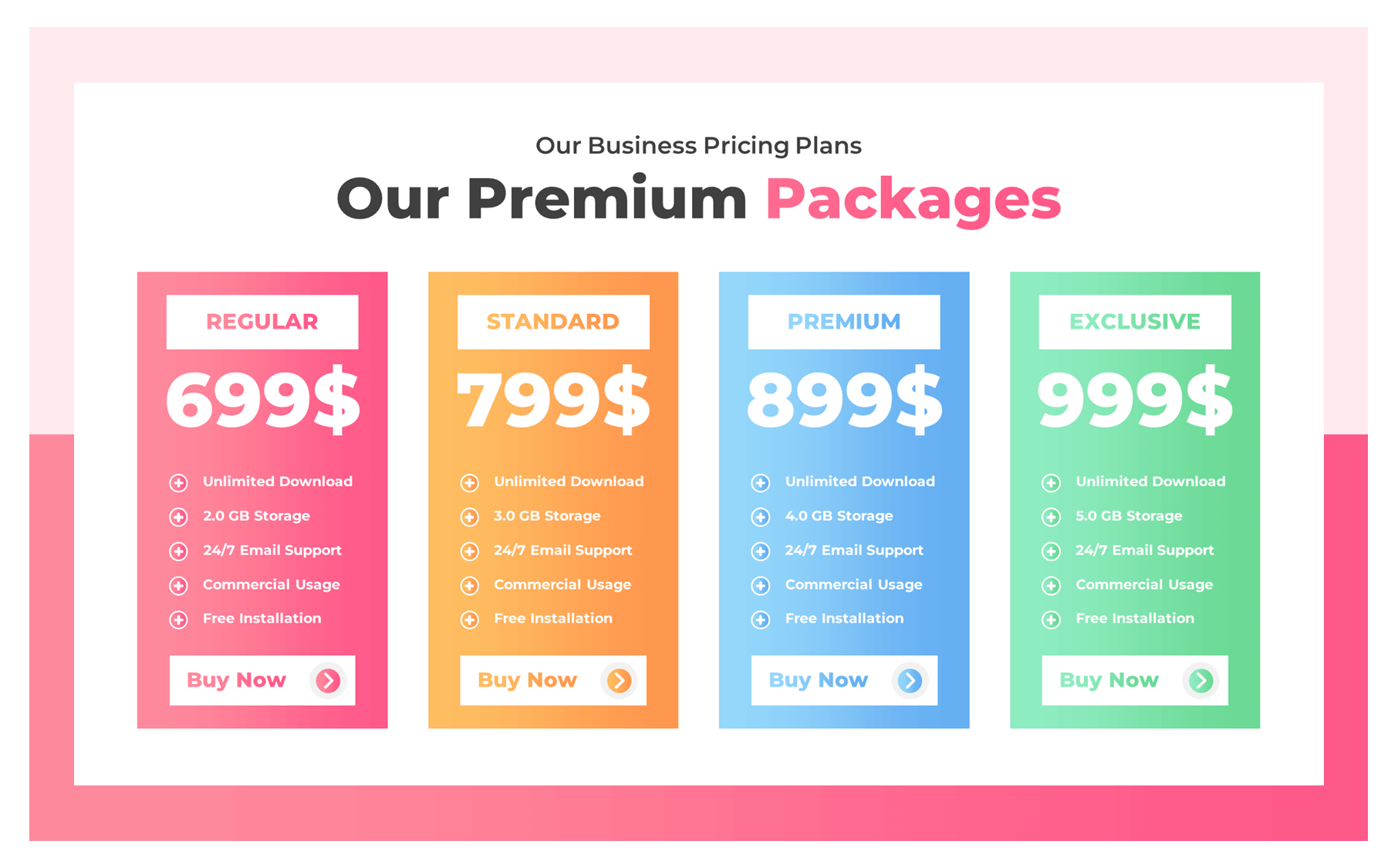 Pricing Table Template for PowerPoint and Google Slides