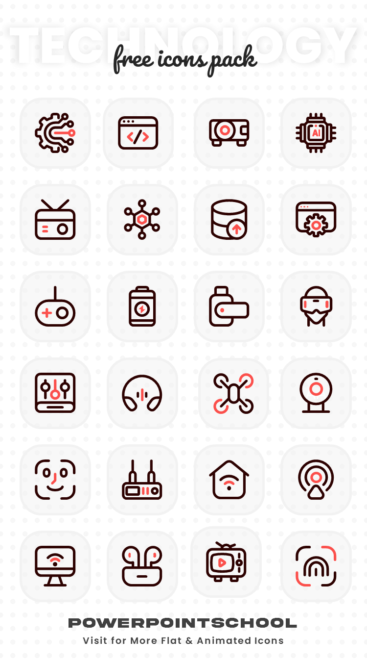 Technology Icons Set for PowerPoint, and Google Slides - PowerPoint School