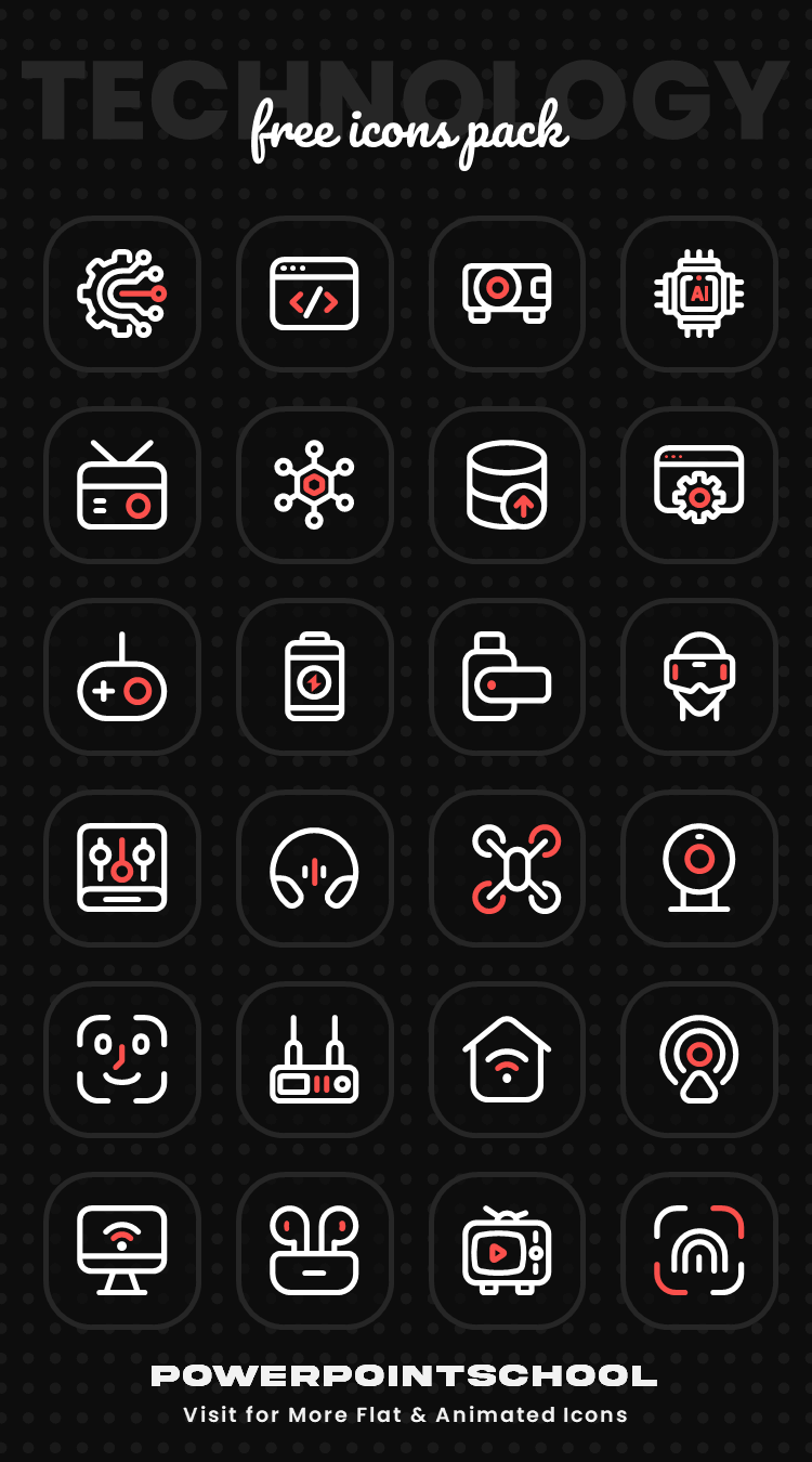 Technology Icons Set for PowerPoint, and Google Slides - PowerPoint School