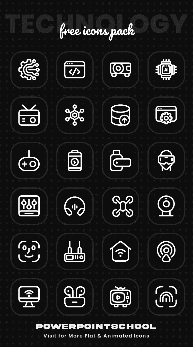 Technology Icons Set for PowerPoint, and Google Slides - PowerPoint School
