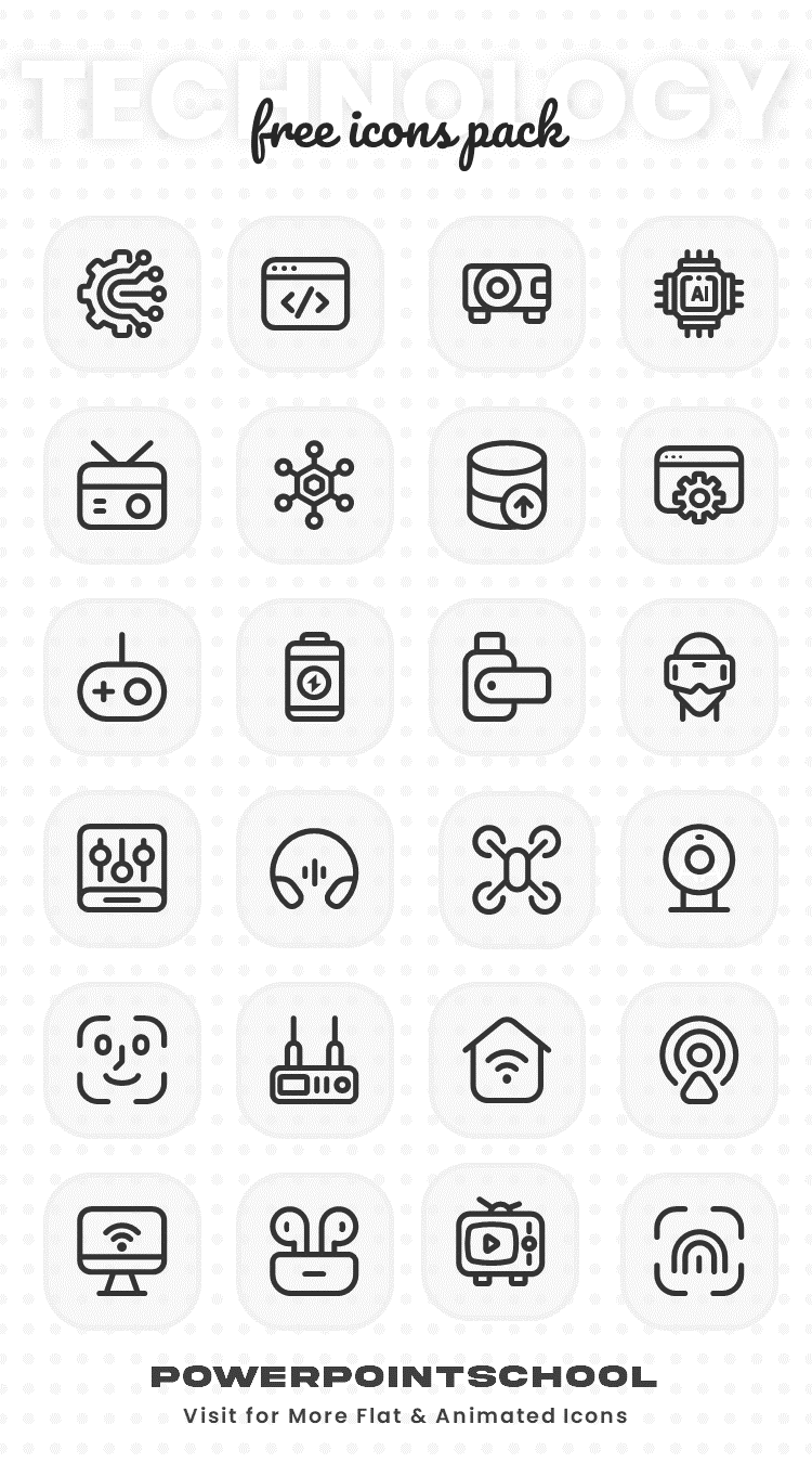 Technology Icons Set for PowerPoint, and Google Slides - PowerPoint School