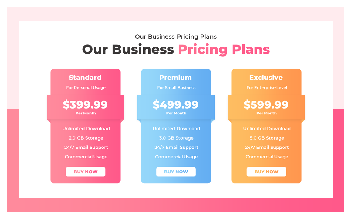 Free Creative Pricing Table for PowerPoint and Google Slides