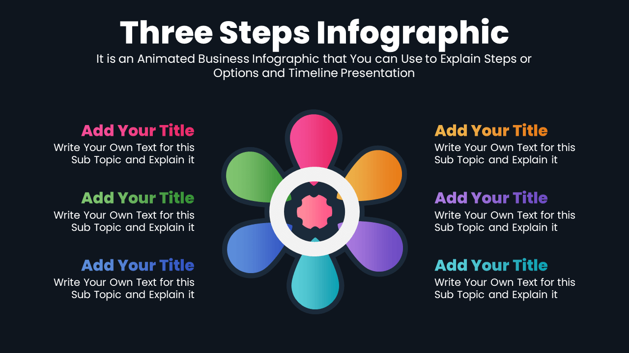 6 Steps Infographic Flower PowerPoint Template