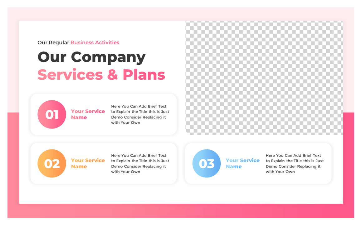 Free 3-Step List of Services Template for PowerPoint Presentation