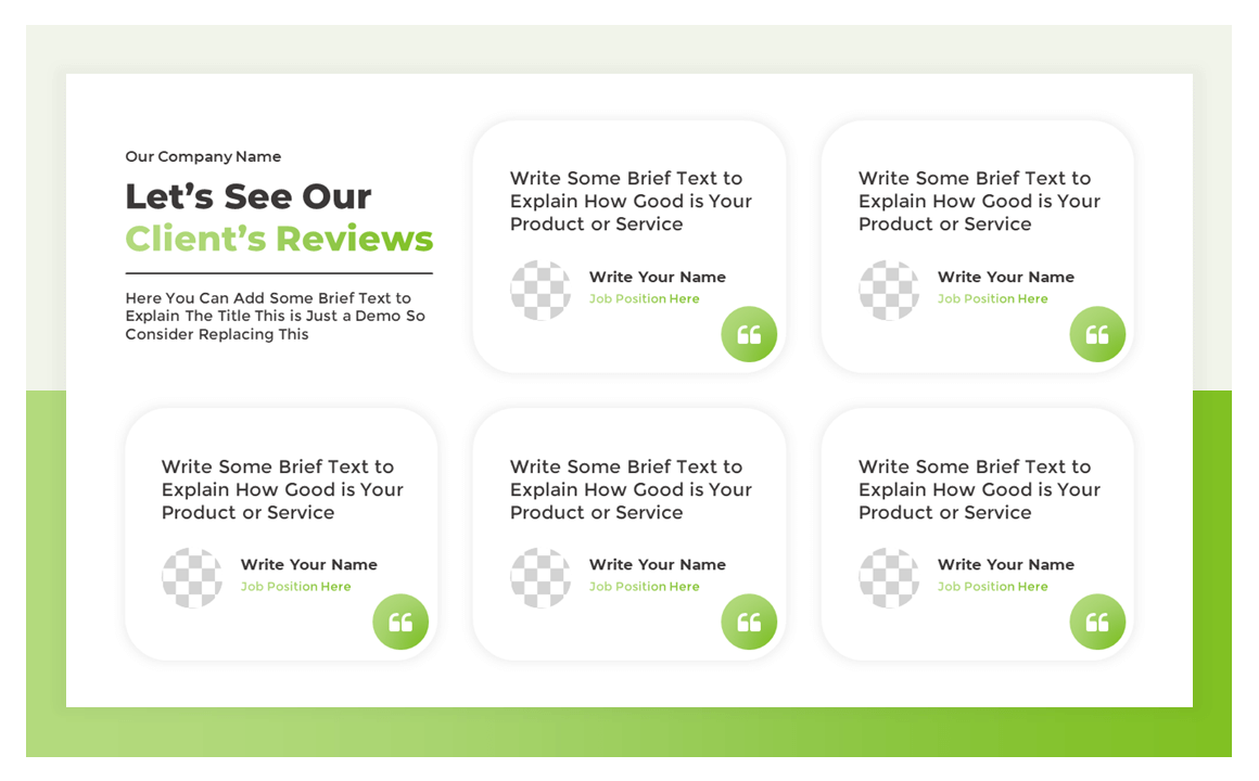 Client Testimonials and Reviews Template for PowerPoint
