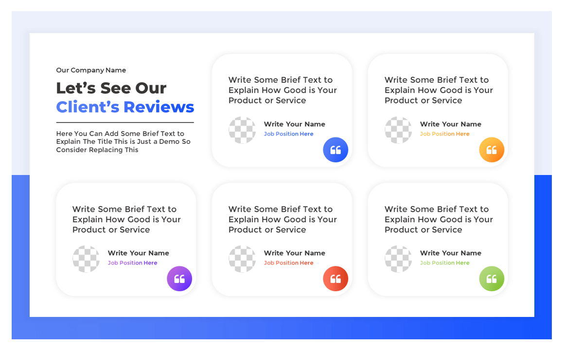 Client Testimonials and Reviews Template for PowerPoint