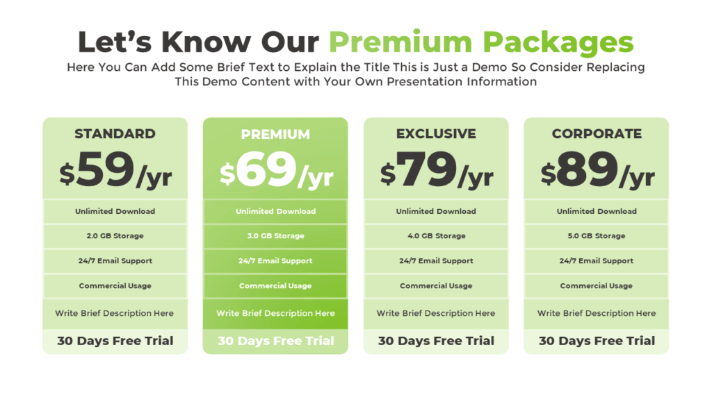 Free Pricing Table Templates for PowerPoint and Google Slides